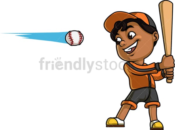 Little Boy Playing Baseball Cartoon Clipart Vector - FriendlyStock