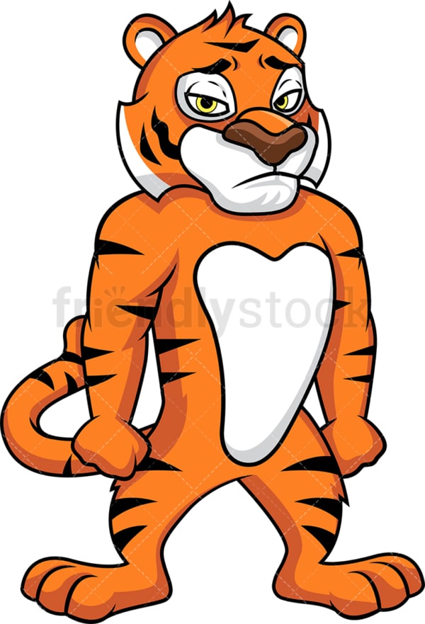 Tiger Mascot Looking Sad Vector Cartoon Clipart - FriendlyStock
