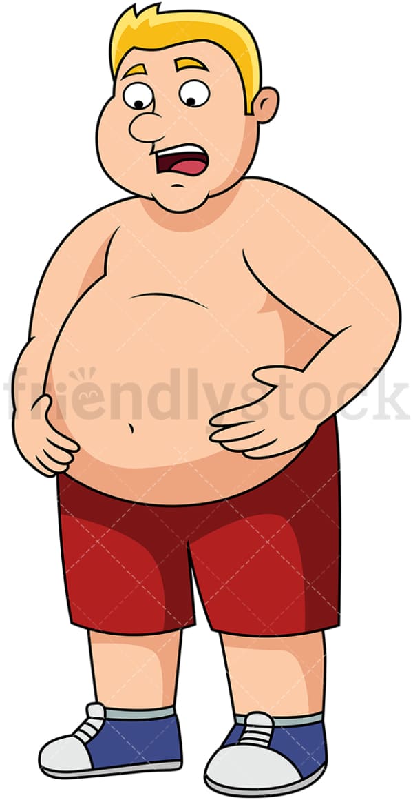 Overweight Man With Big Belly Cartoon Clipart - FriendlyStock