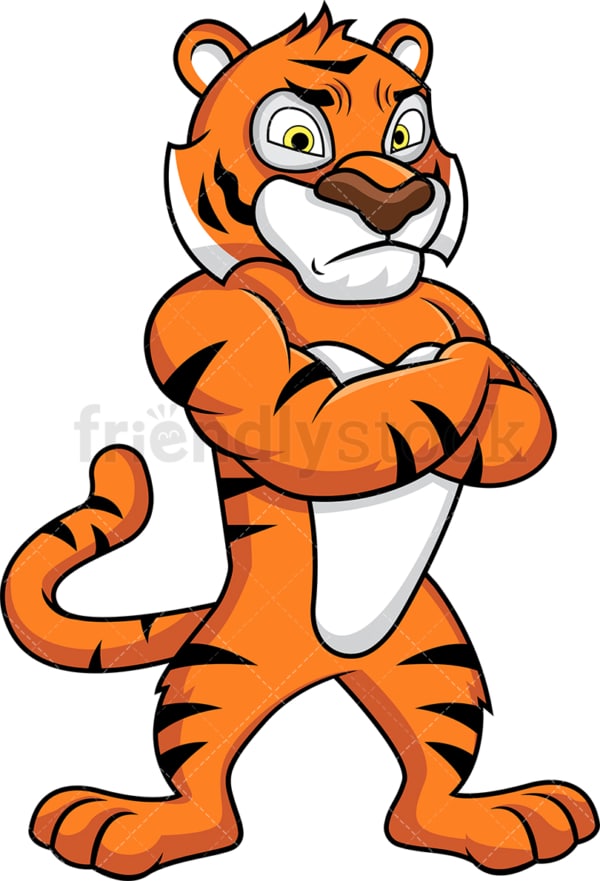 Tiger Mascot Looking Angry Vector Cartoon Clipart - FriendlyStock