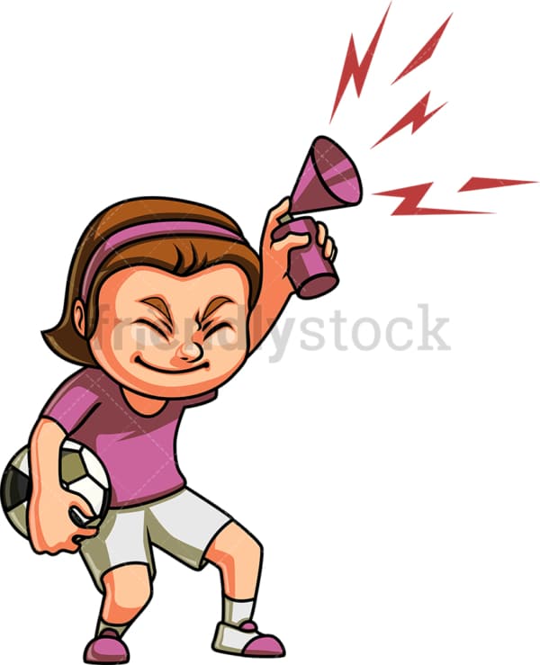 Little Girl Soccer Fan Cartoon Clipart Vector - FriendlyStock