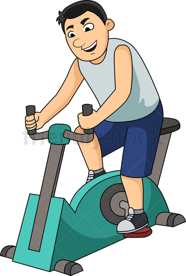 Man Working Out With Gym Bike Cartoon Clipart - FriendlyStock