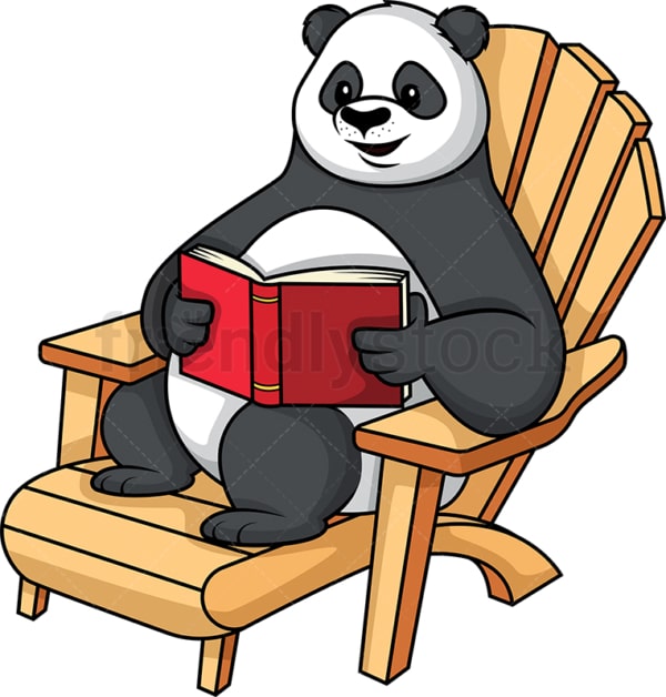 Panda Reading A Book Cartoon Clipart Vector - FriendlyStock