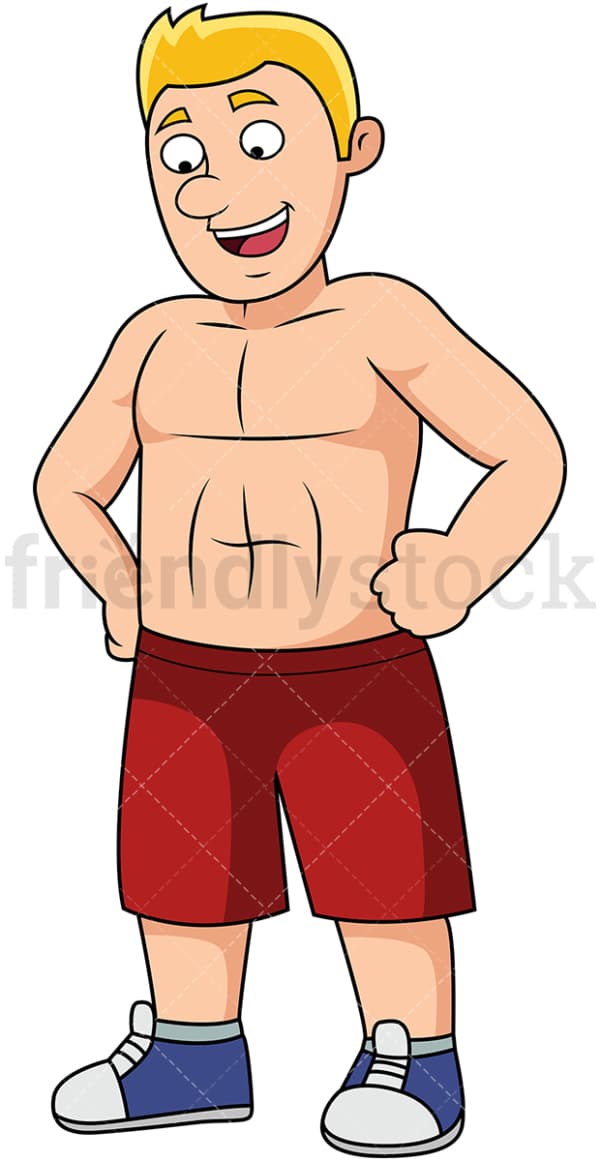 Fit Man With Muscular Body Cartoon Vector Clipart - FriendlyStock