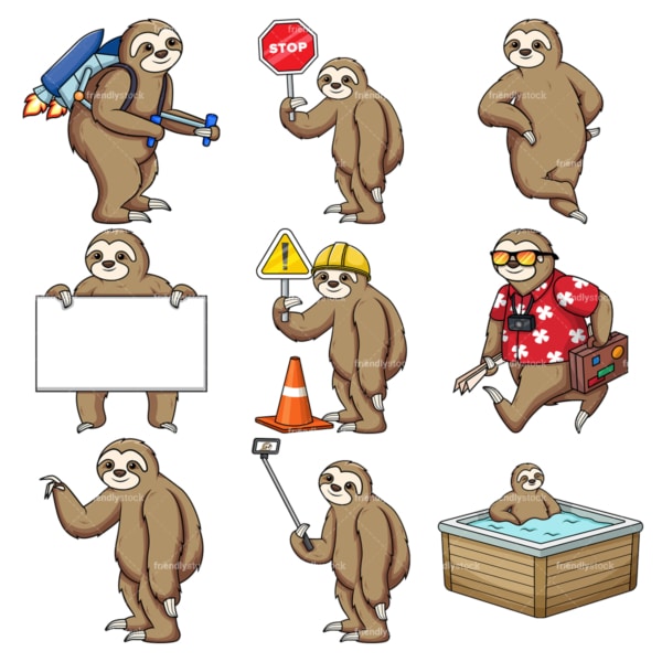 Sloth Under Construction Cartoon Clipart Vector - FriendlyStock