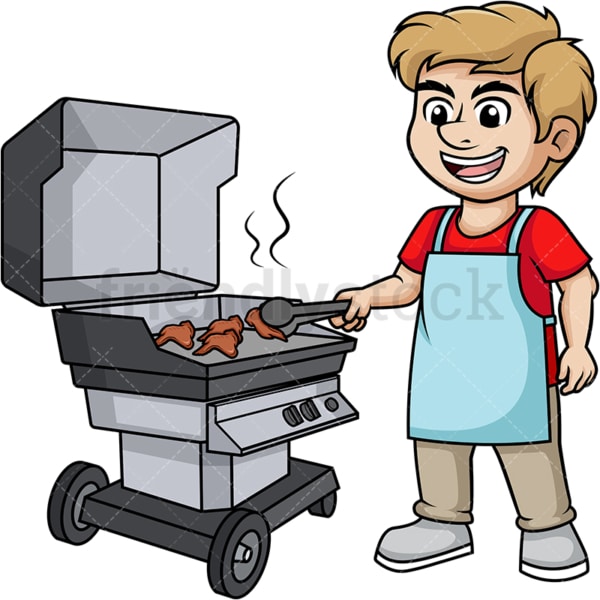 Man Grilling Chicken Wings Cartoon Vector Clipart - FriendlyStock