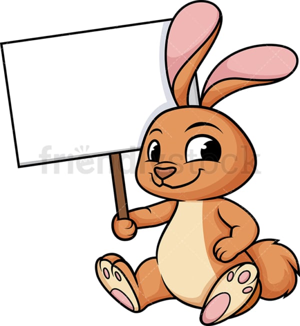 Bunny Holding Empty Sign Cartoon Vector Clipart - FriendlyStock