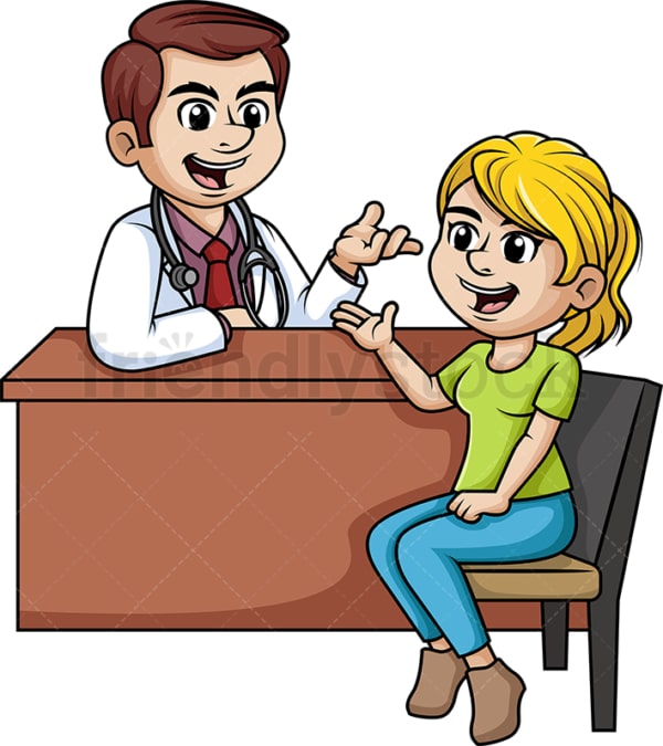 Woman Chatting With A Doctor Cartoon Clipart Vector - FriendlyStock