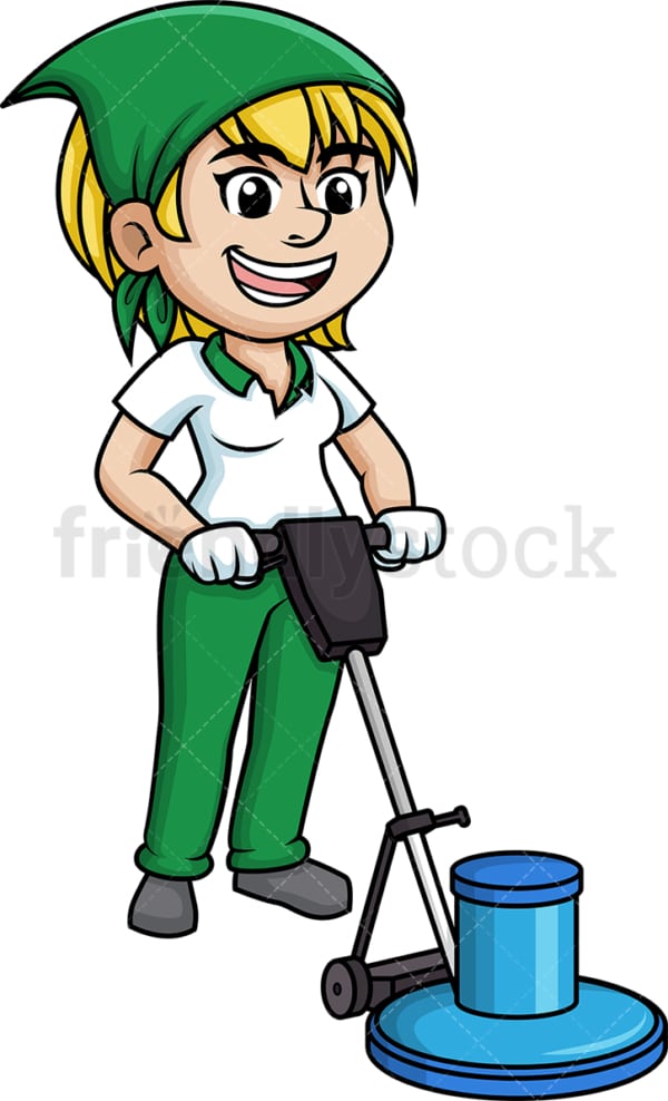 Woman Polishing The Floor Cartoon Clipart Vector - FriendlyStock