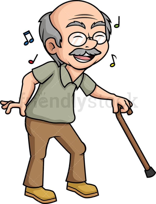Old Man Dancing Cartoon Clipart Vector - FriendlyStock