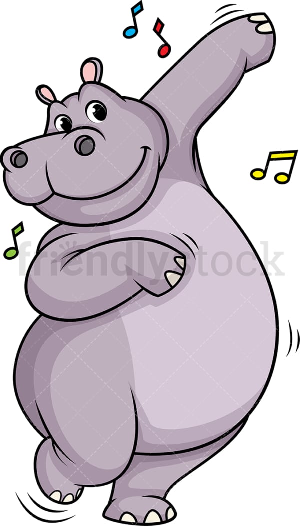 Hippo Dancing Cartoon Clipart Vector - FriendlyStock