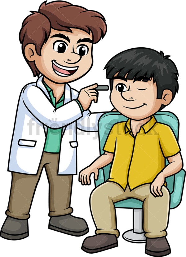 Ophthalmologist Examining A Patient Cartoon Clipart Vector - FriendlyStock