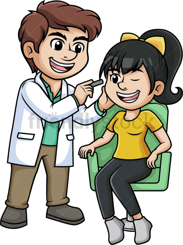 Woman Getting Her Eyes Checked Cartoon Clipart Vector - FriendlyStock