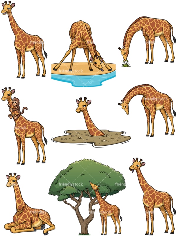 Giraffe In Quicksand Cartoon Clipart Vector - FriendlyStock