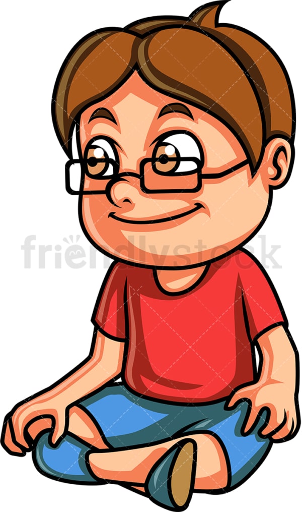 Little Boy Sitting Down Cartoon Clipart Vector - FriendlyStock