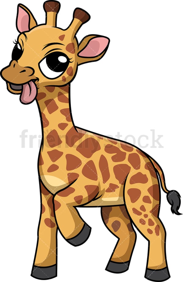 Giraffe With Tongue Out Cartoon Clipart Vector - FriendlyStock
