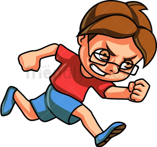 Kid Running Cartoon Clipart Vector - FriendlyStock