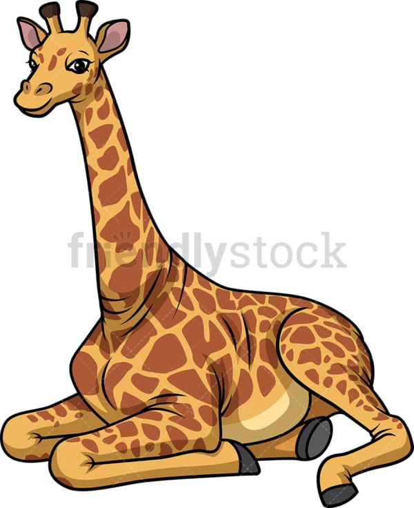 Giraffe Sitting Cartoon Clipart Vector - FriendlyStock