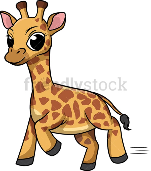 Giraffe Running Cartoon Clipart Vector - FriendlyStock