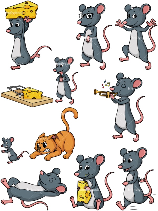 Cat Chasing Mouse Cartoon Clipart Vector - FriendlyStock