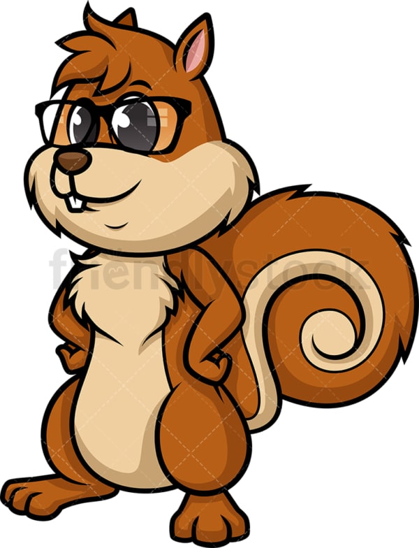 Squirrel With Glasses Cartoon Clipart Vector - FriendlyStock