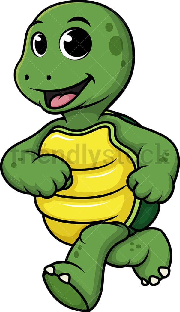 Turtle Running Cartoon Clipart Vector - FriendlyStock