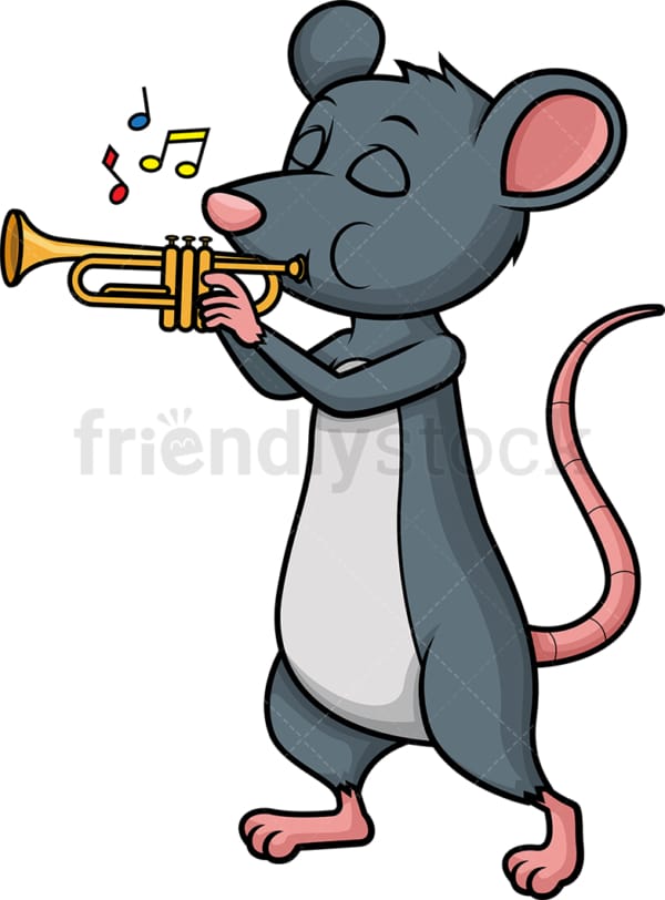 Mouse Playing Trumpet Cartoon Clipart Vector - FriendlyStock