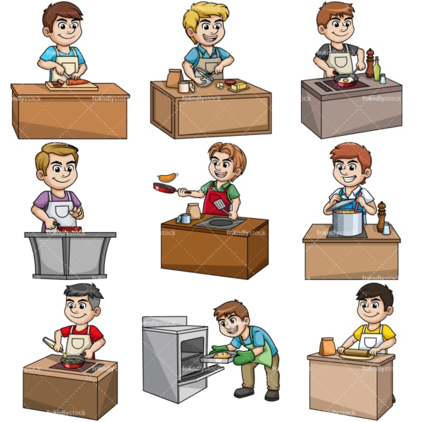 Man Frying An Egg Cartoon Clipart Vector - FriendlyStock
