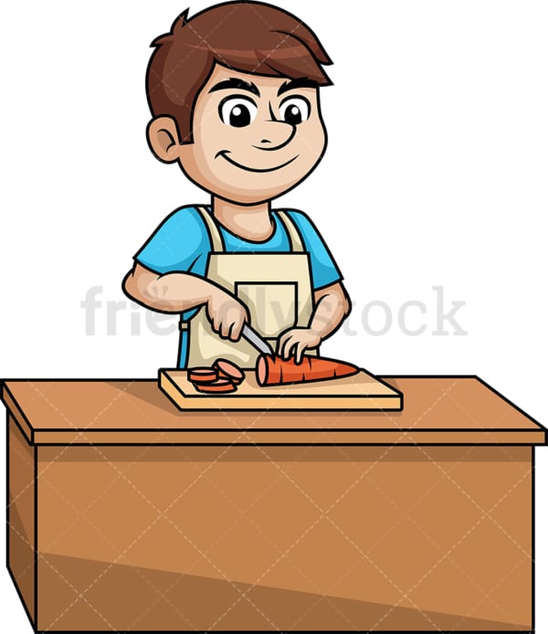Man Chopping Carrot Cartoon Clipart Vector - FriendlyStock