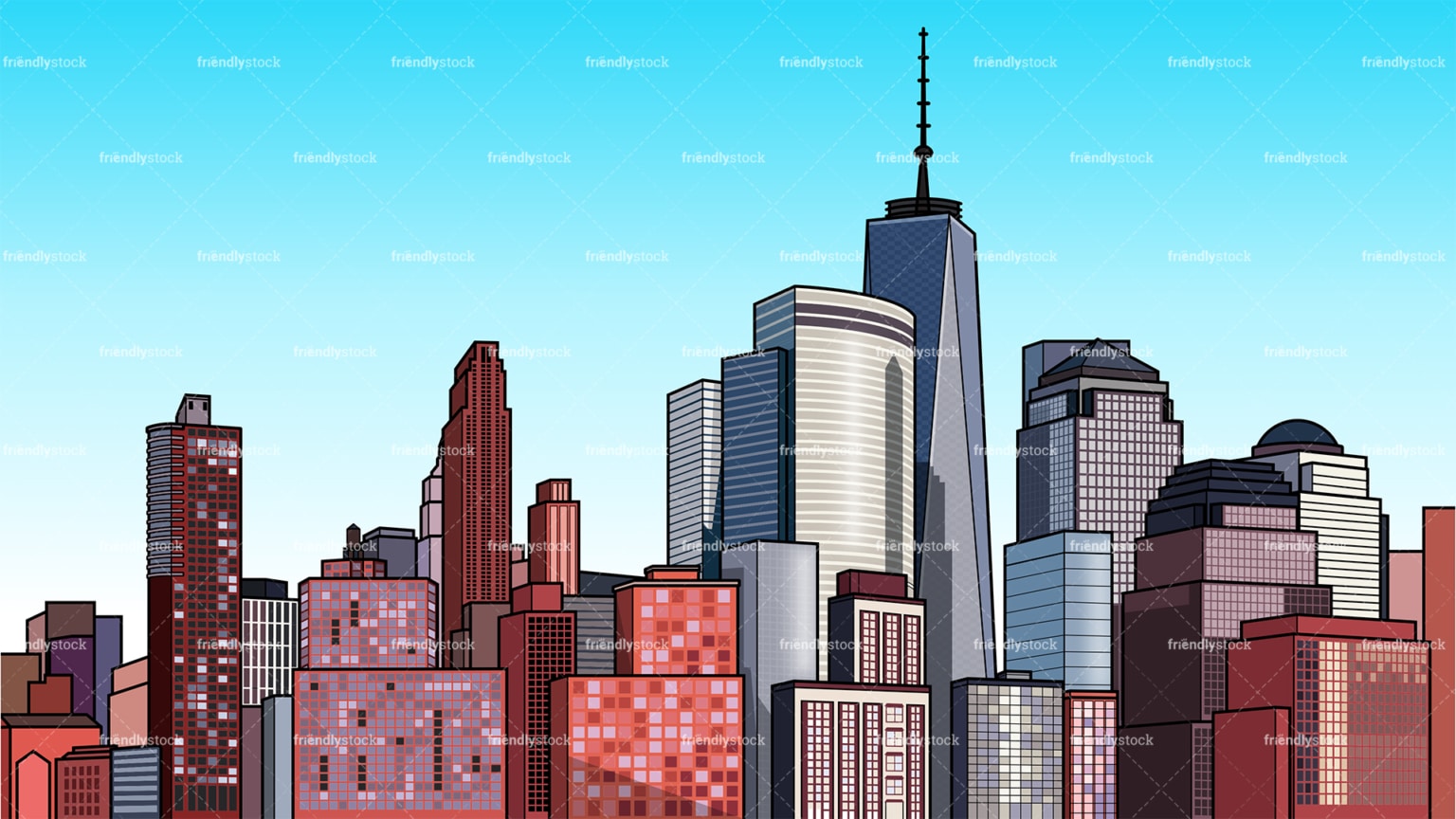 Modern City Background Cartoon Clipart Vector - FriendlyStock