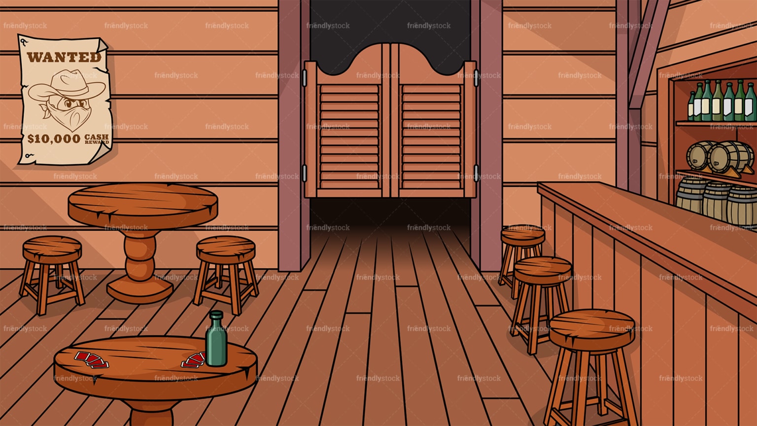 Wild West Saloon Background Cartoon Clipart Vector - FriendlyStock