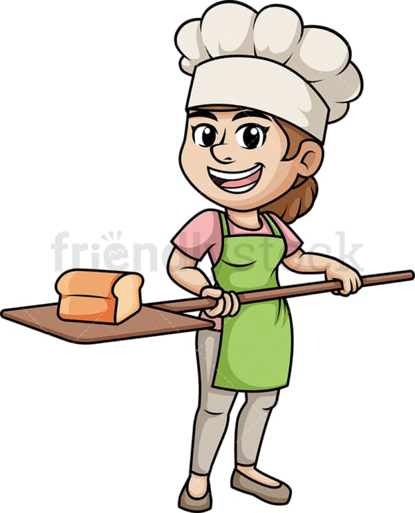 Woman Baking Bread Cartoon Vector Clipart - FriendlyStock