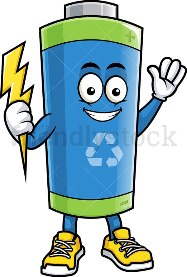 Eco-Friendly Battery Holding Energy Bolt Cartoon Clipart Vector ...