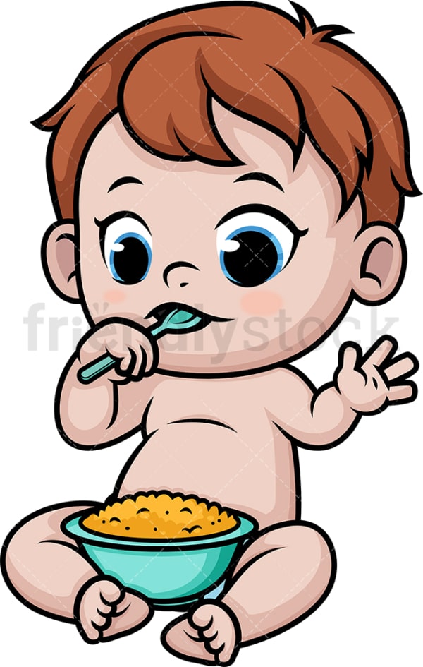 Baby Eating Cartoon Clipart Vector - FriendlyStock