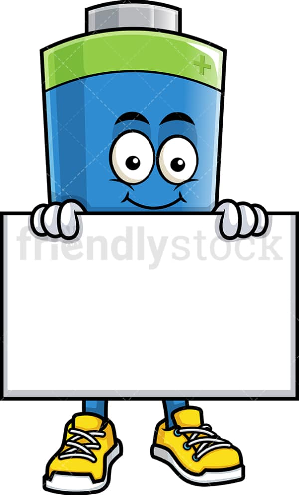 Eco-Friendly Battery Holding Empty Sign Cartoon Clipart Vector ...