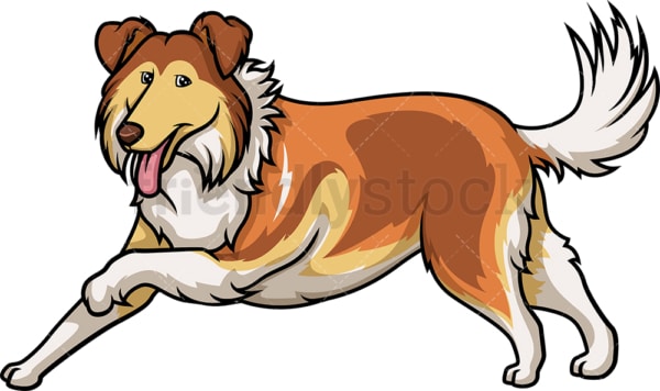 Mahogany Sable Collie Running Cartoon Clipart Vector - FriendlyStock