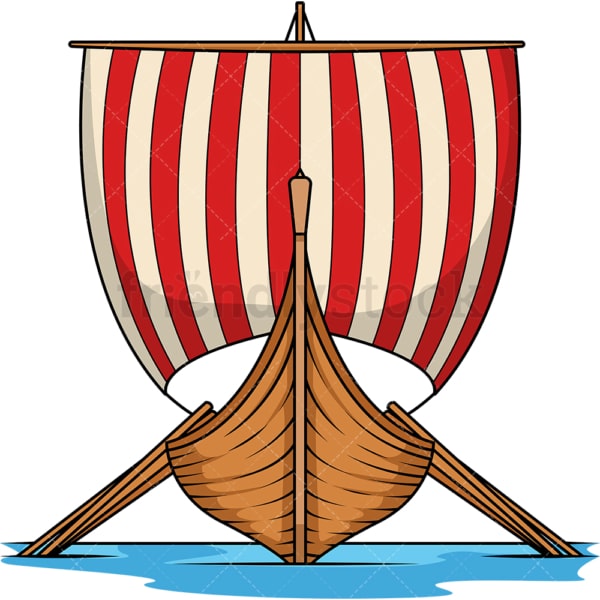 Viking Longboat Front View Cartoon Vector Clipart - FriendlyStock