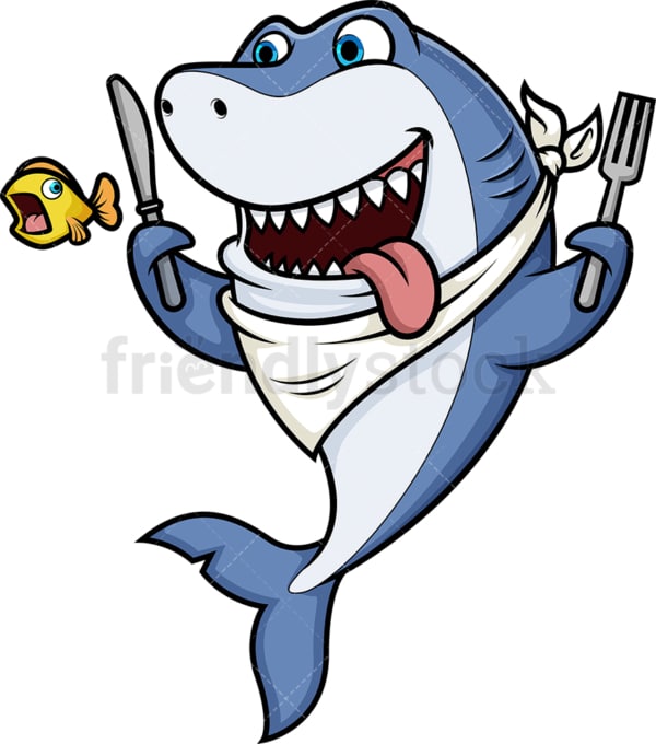 Hungry Shark Cartoon Clipart Vector - FriendlyStock