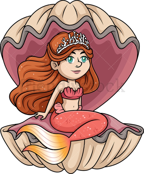 Mermaid Princess Cartoon Clipart Vector - FriendlyStock