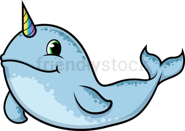 Fat Narwhal Cartoon Clipart Vector - FriendlyStock