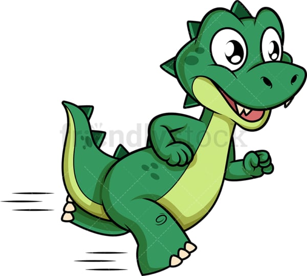 Green Dinosaur Running Cartoon Clipart Vector - FriendlyStock