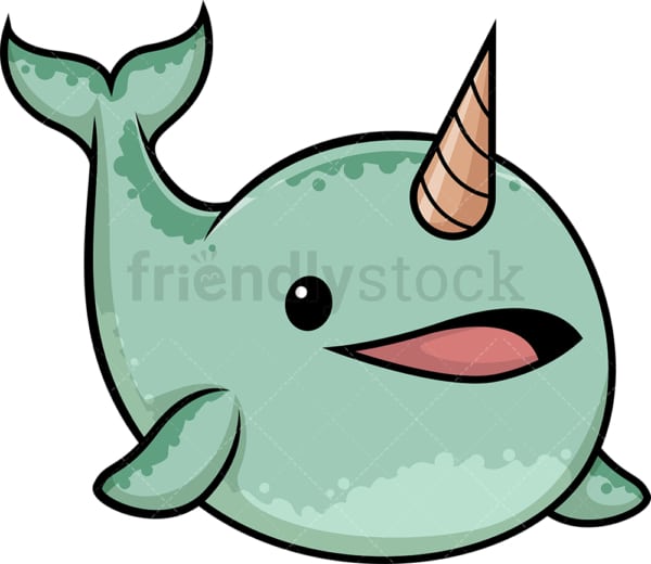 Adorable Narwhal Cartoon Clipart Vector - FriendlyStock