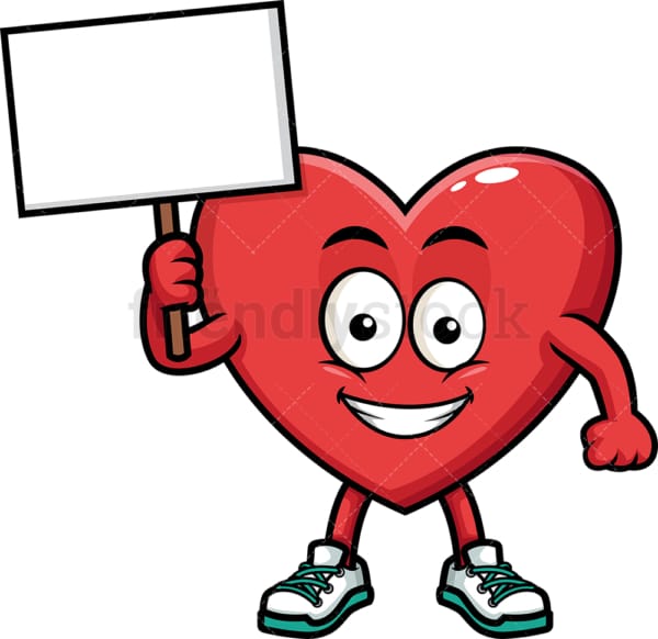 Heart Holding Empty Sign Cartoon Vector Clipart - FriendlyStock