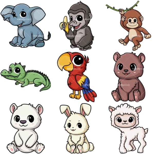 Chibi Kawaii Chimpanzee Clipart Cartoon Vector - FriendlyStock