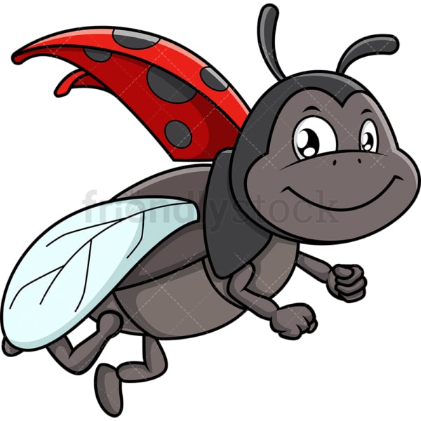 Flying Ladybug Cartoon Clipart Vector - FriendlyStock