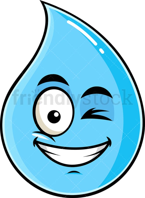 Winking And Smiling Raindrop Emoji Cartoon Clipart Vector - FriendlyStock