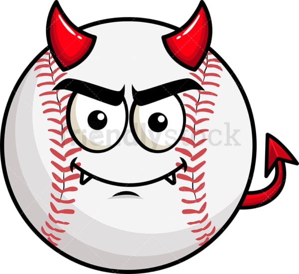 Crafty Devil Baseball Emoji Cartoon Vector Clipart - FriendlyStock