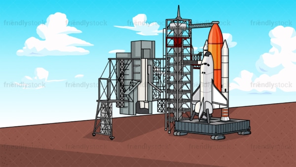Space Shuttle Launch Site Background Cartoon Clipart Vector - FriendlyStock