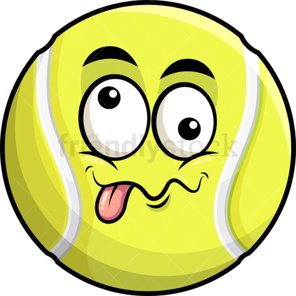 Goofy Crazy Eyes Tennis Ball Emoji Cartoon Clipart Vector - FriendlyStock