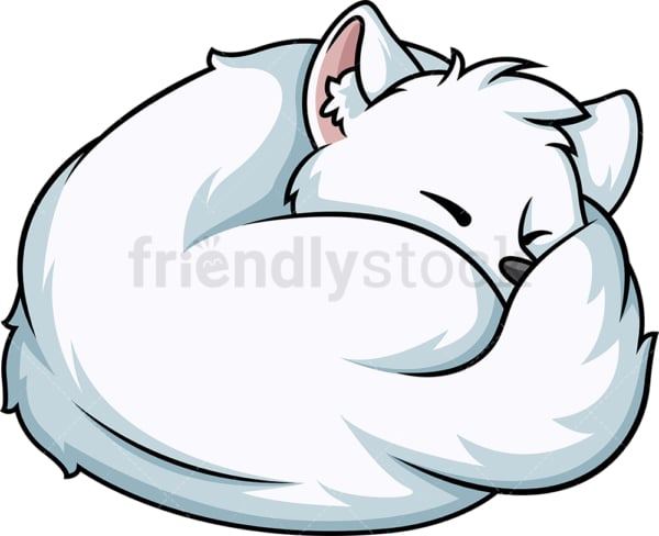 Sleeping Arctic Fox Cartoon Clipart Vector - FriendlyStock